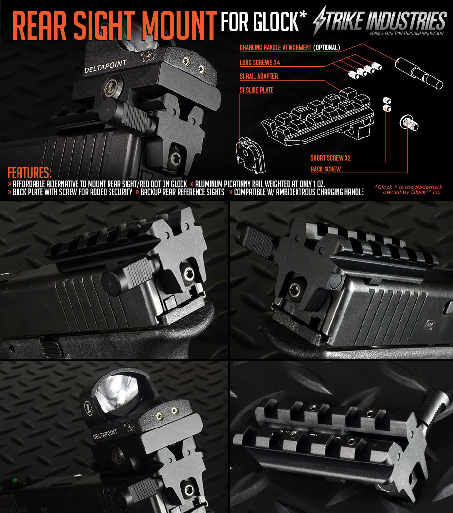 Strike Industries Rear Sight Mount - For Glocks